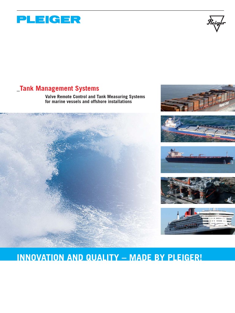 Innovation and Quality - Made by Pleiger!: Tank Management Systems | PDF | Actuator | Ships