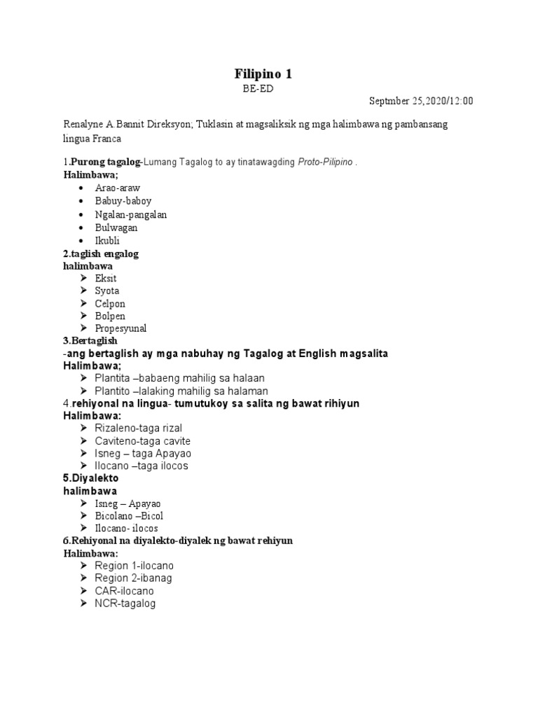 Takdang Aralin 1 Filipino | PDF