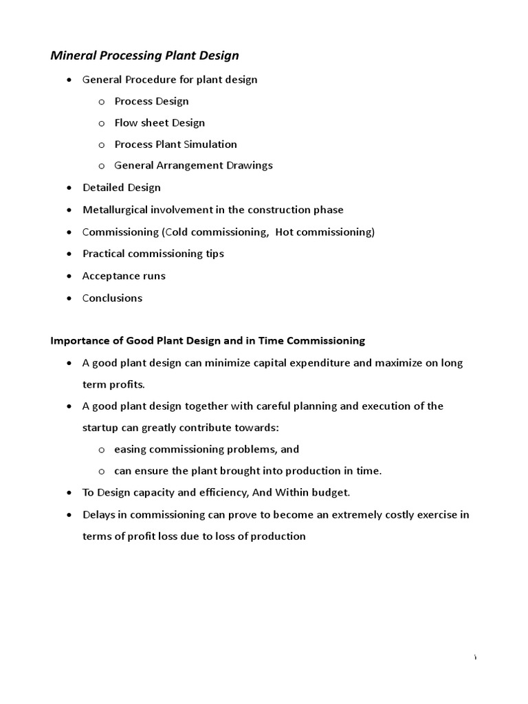 Design Minerall Processing Plant | PDF | Mining | Design