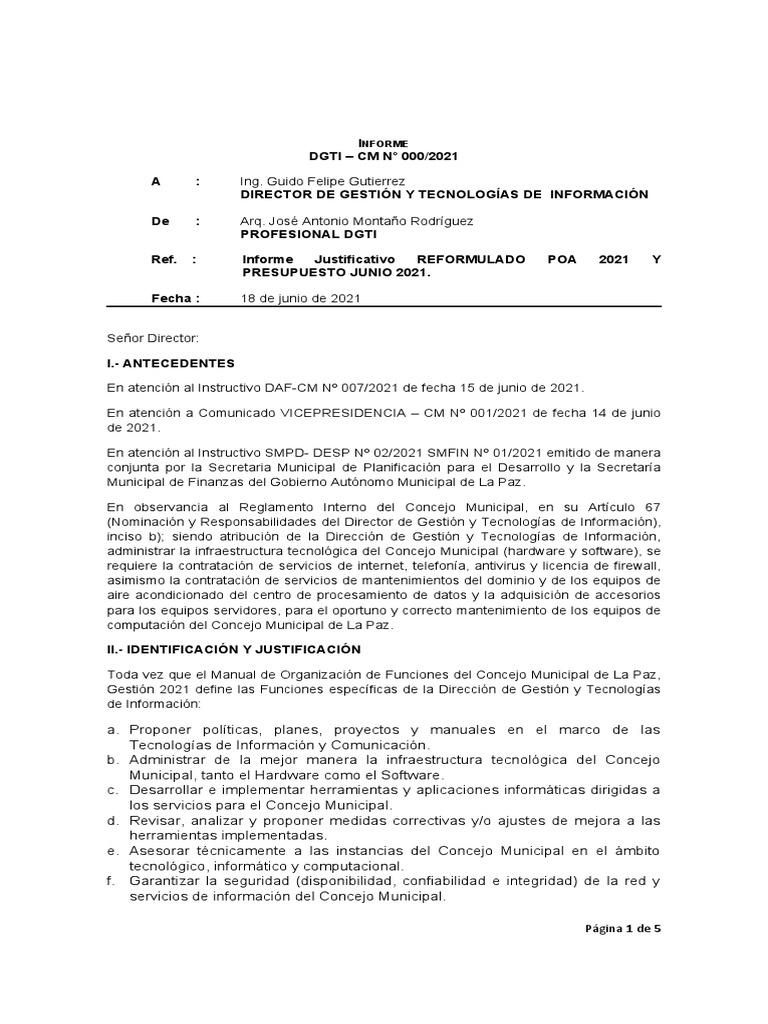 08 - Poa2021 Dgti Informe | PDF | Informática | Internet