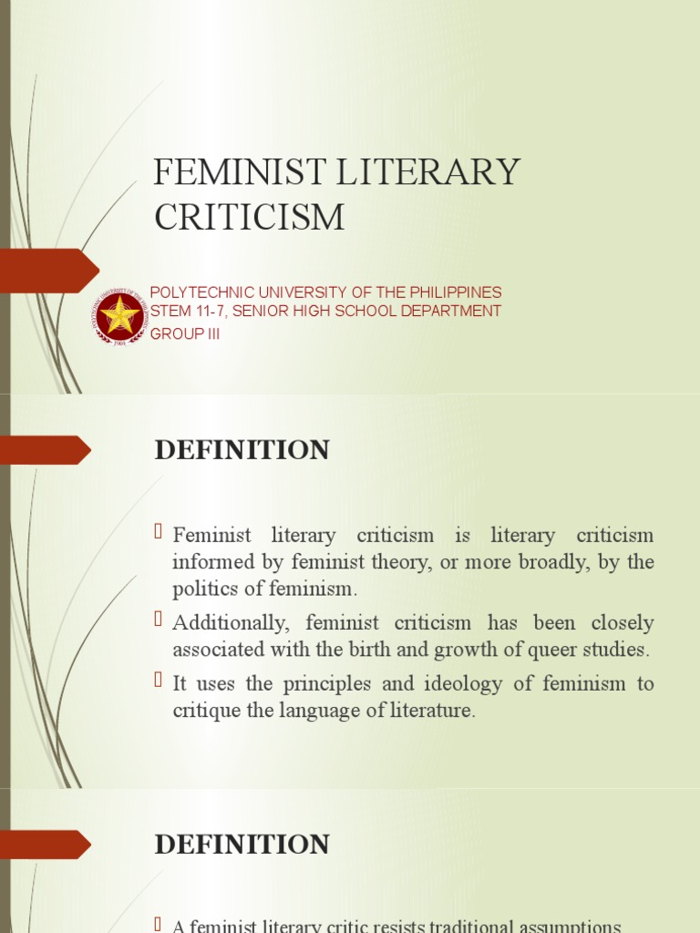 Feminist Literary Criticism: Polytechnic University of The Philippines ...