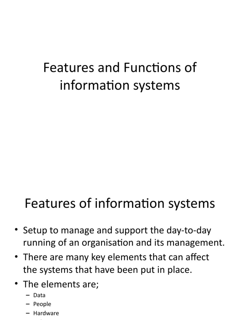 Features and Functions of Information Systems | PDF | Information ...