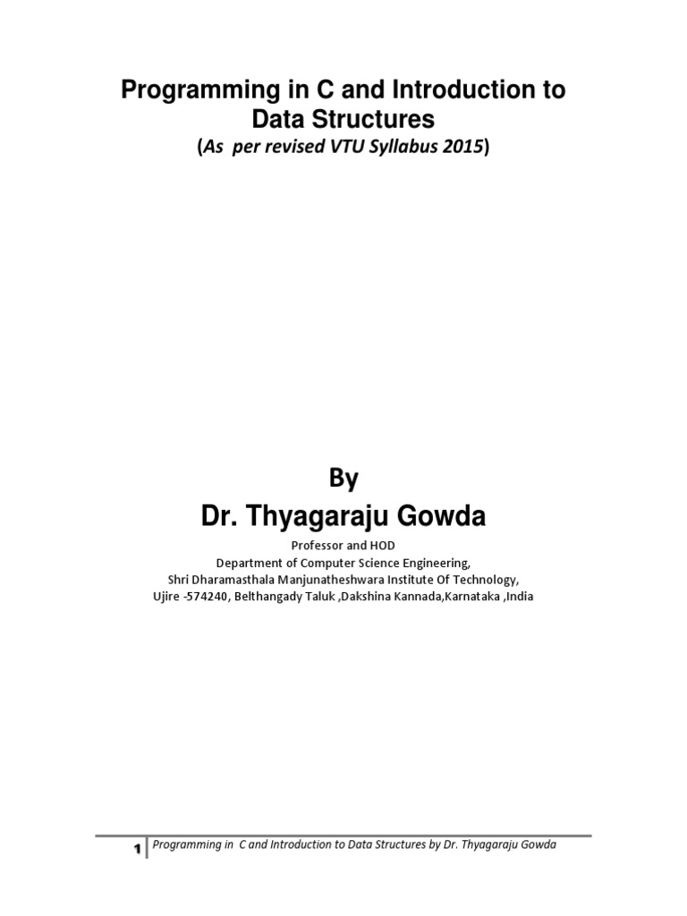 C Book Thyagaraj Gauda | PDF | Pointer (Computer Programming) | Subroutine