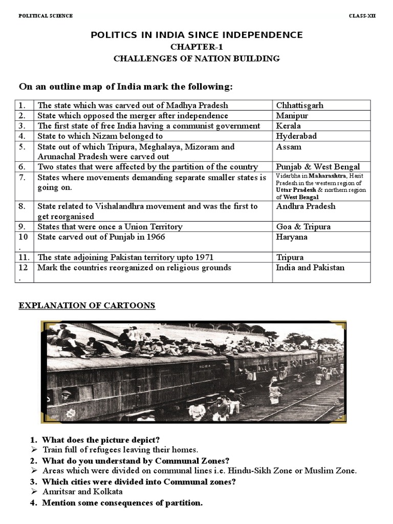 Challenges of Nation Building in India | PDF | South Asia | Politics Of ...