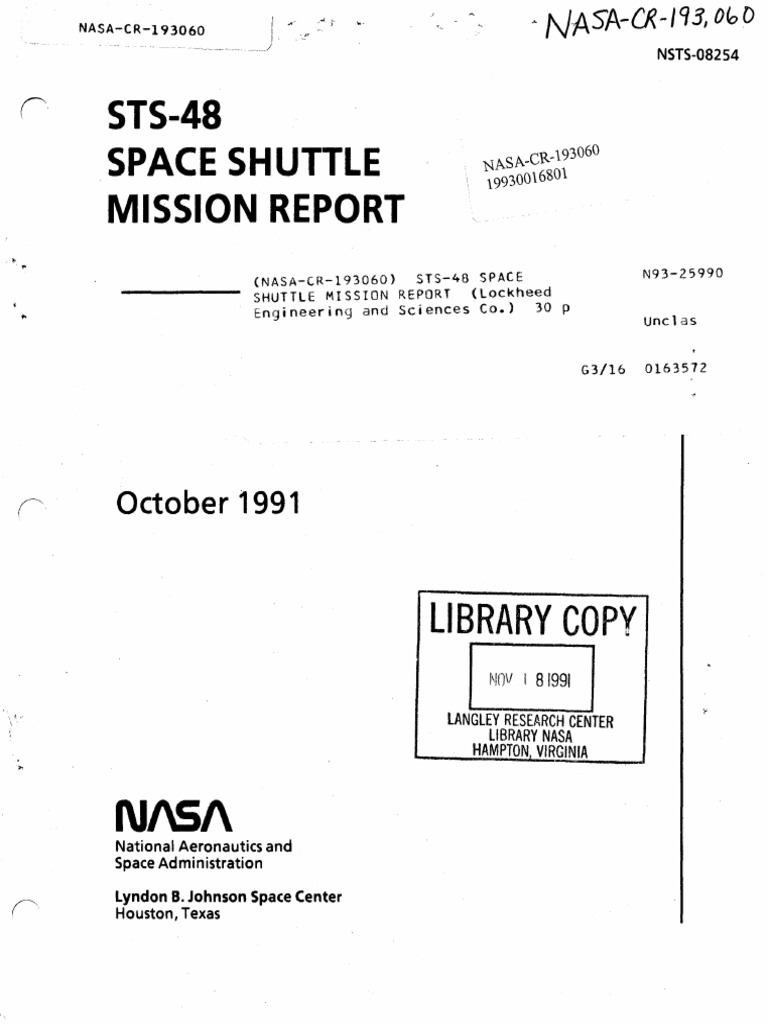 STS-48 Space Shuttle Mission Report | Download Free PDF | Space Shuttle ...
