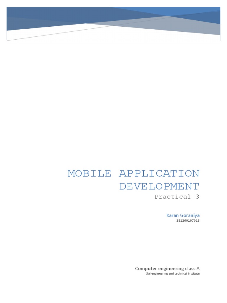 Mobile Application Development: Practical 3 | Download Free PDF ...