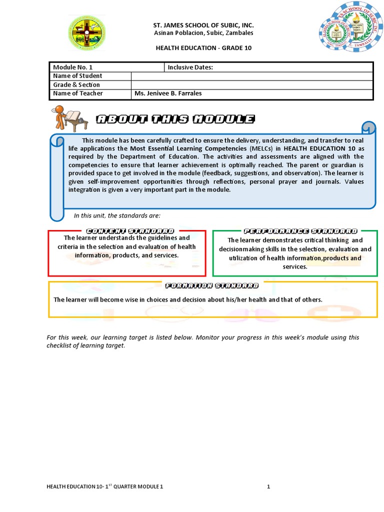 Grade 10 Health Module | PDF | Health Care | Health Professional