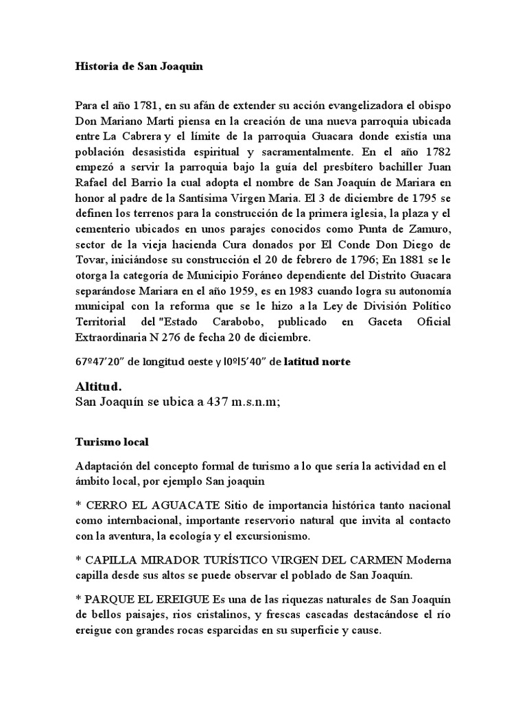 Historia de San Joaquin | PDF