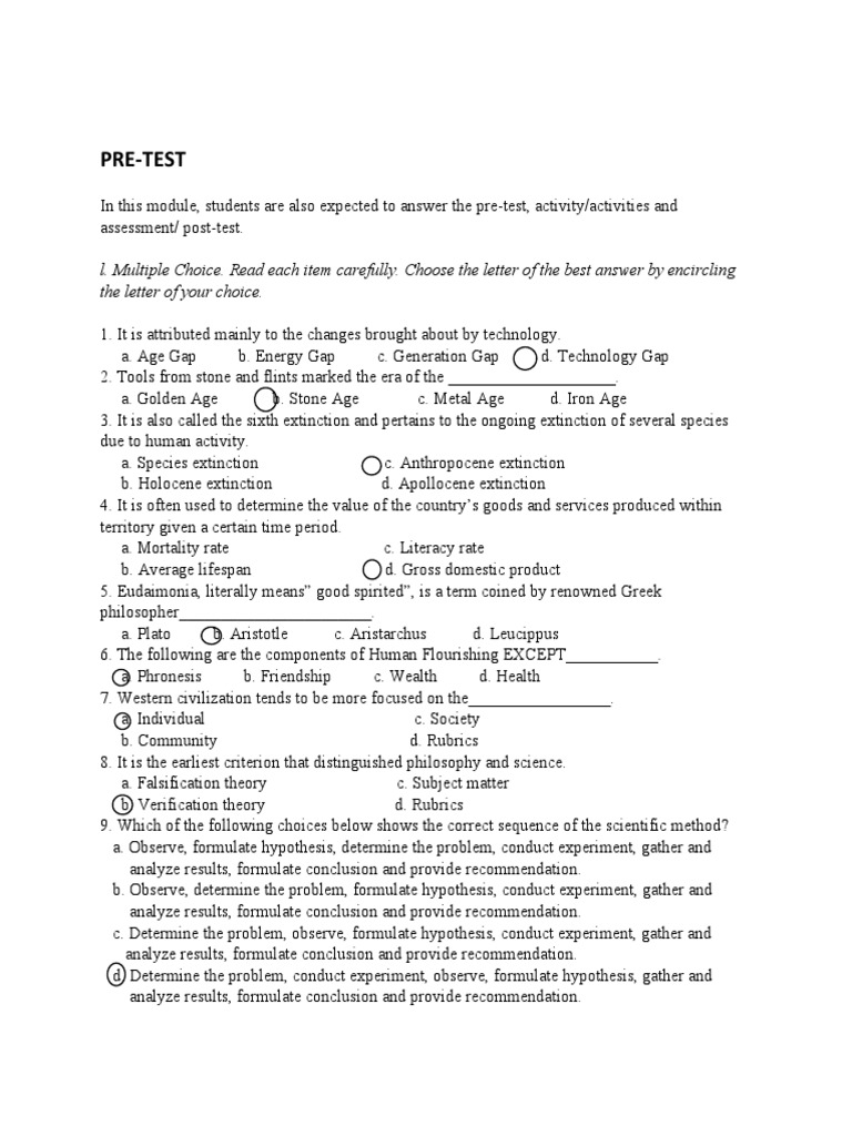 Pre Test | PDF | Science | Id