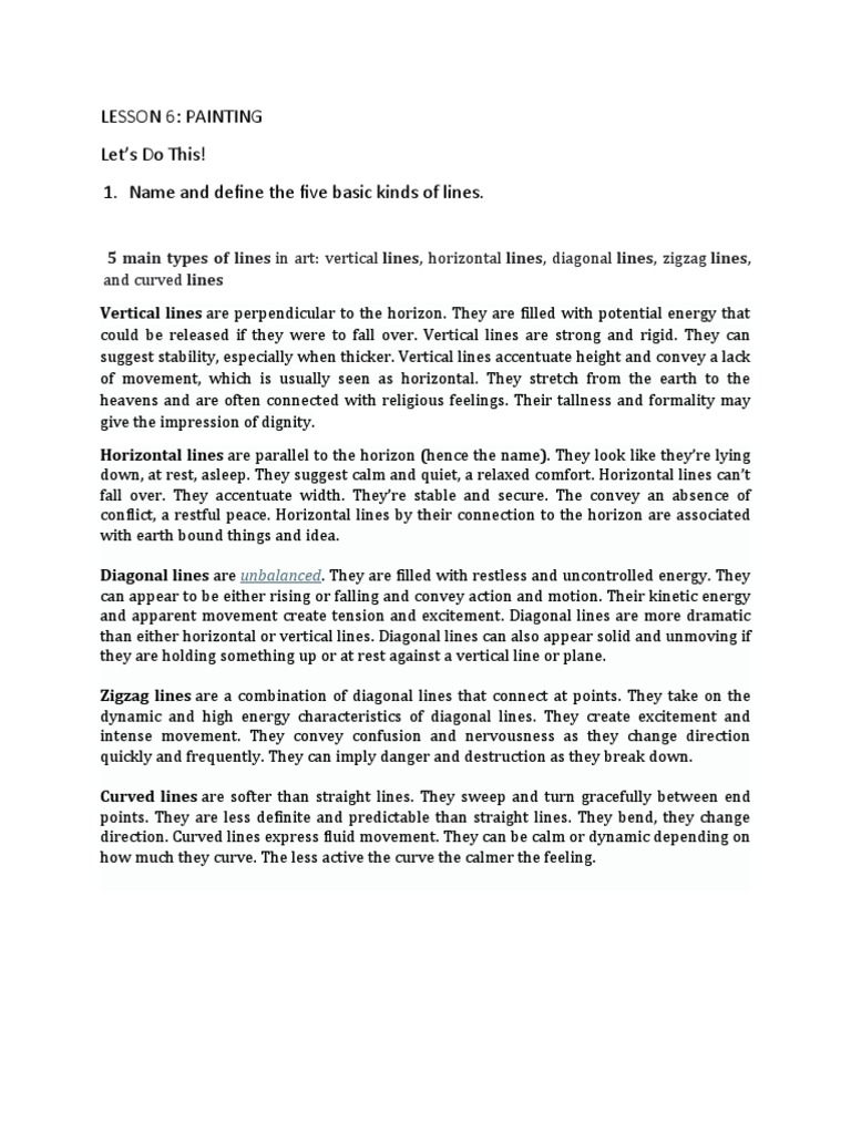 Lesson 6: Painting Let's Do This! 1. Name and Define The Five Basic ...