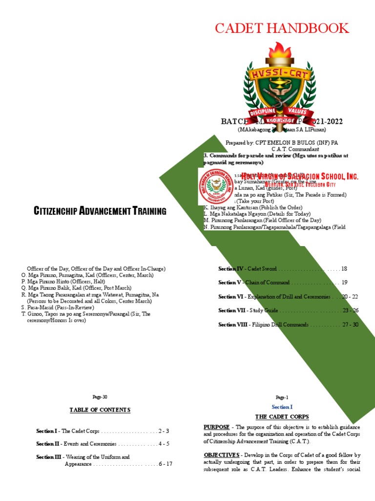 Cadet Handbook | PDF | Sergeant | Military Science