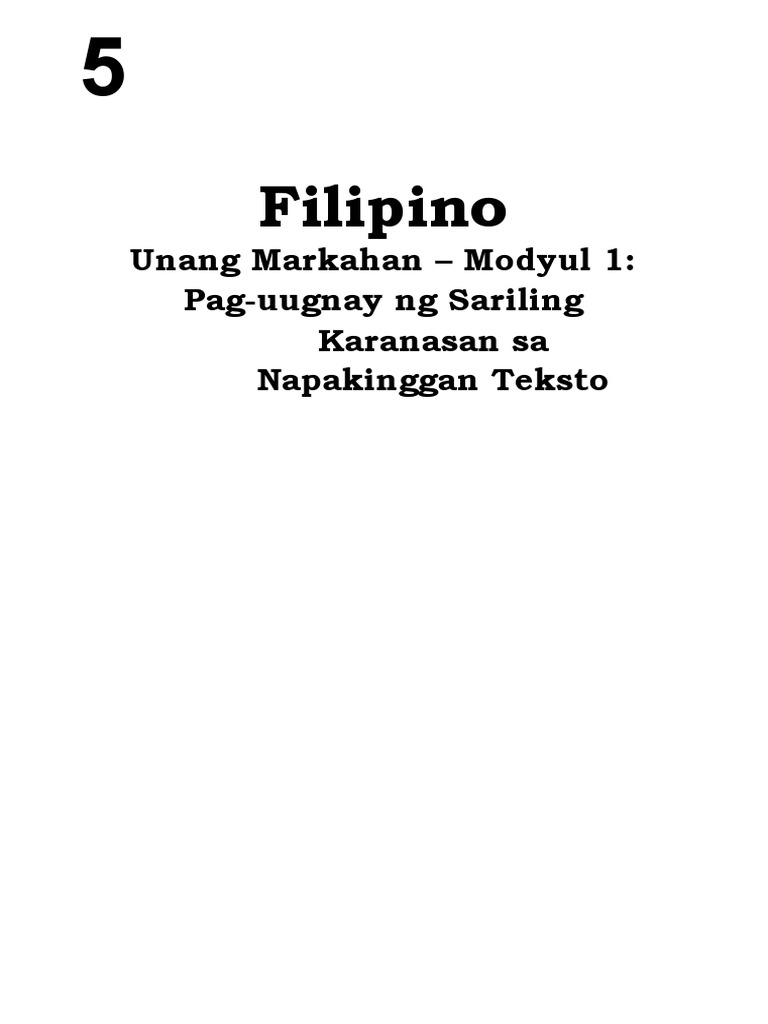 Filipino 5 Modyul 1 | PDF