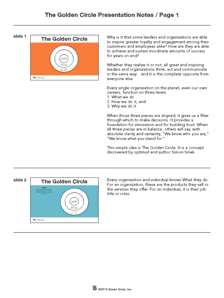 Golden Circle Presentation Notes 2018 | PDF | Decision Making | Reason