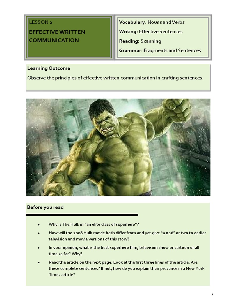Lesson 2 Effective Written Communication | PDF | Sentence (Linguistics ...