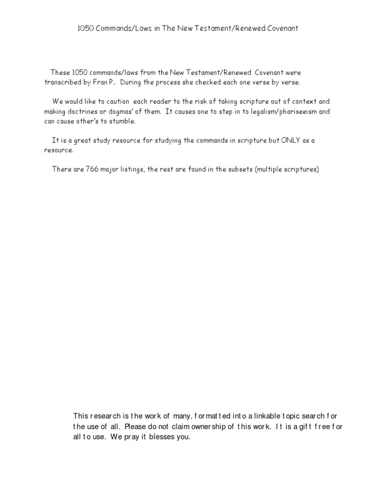 1050 New Testament Commands Overview | PDF | Gospel Of Matthew ...