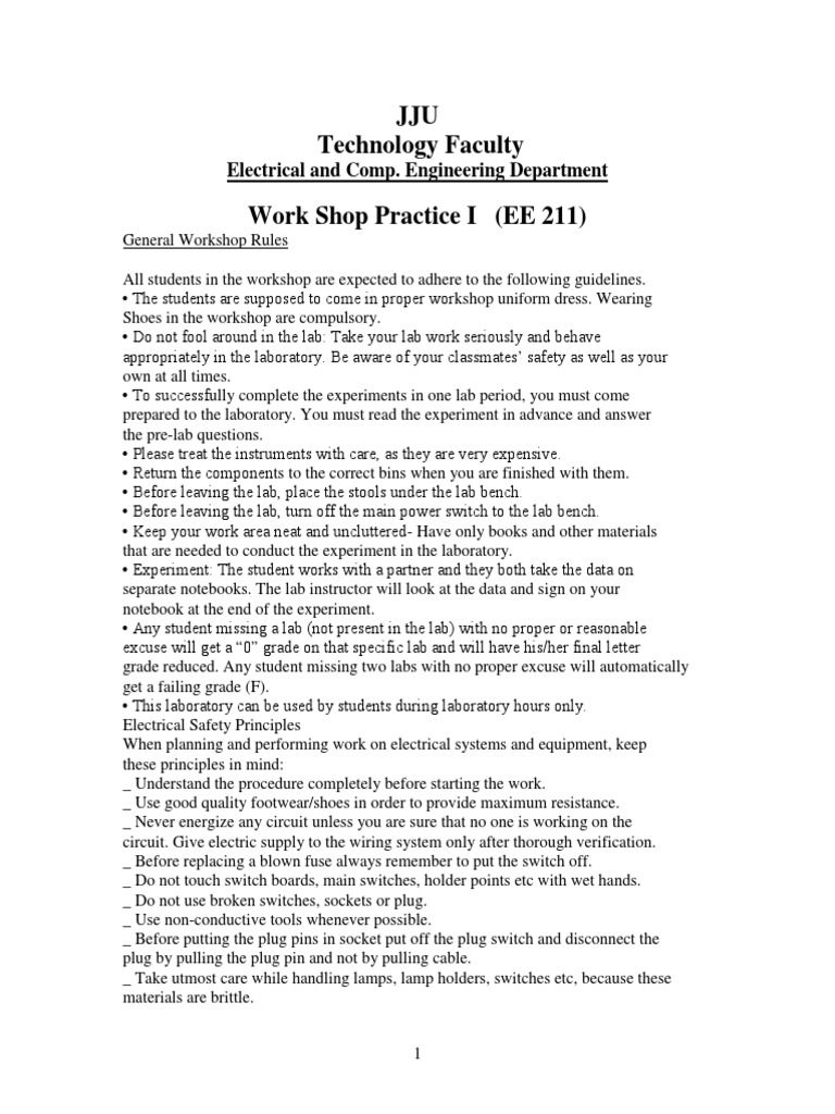 Workshop Practice I Manual | PDF | Screw | Wire