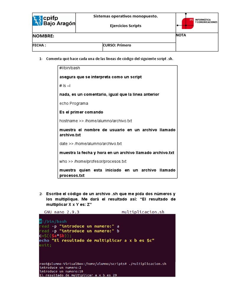 Ejercicio Scripts | PDF