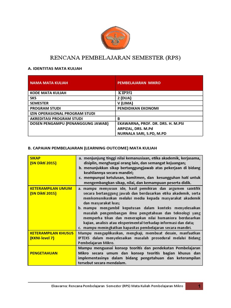 RPS Pembelajaran Mikro | PDF