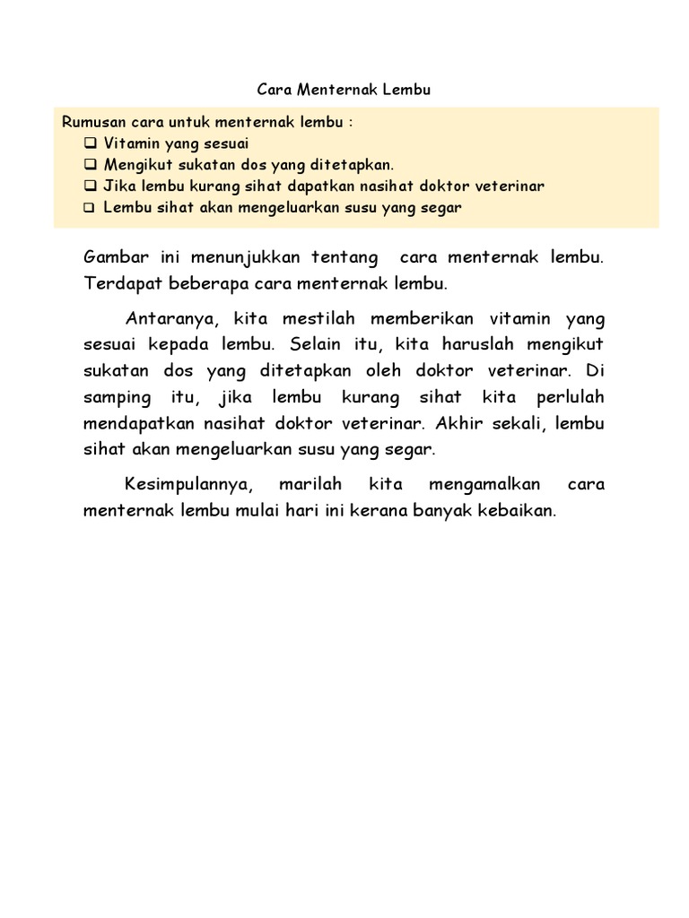 Ulasan Cara Menternak Lembu | PDF