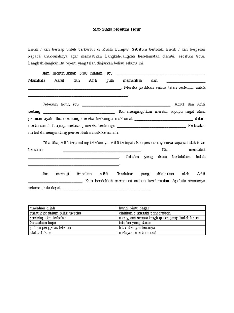 Siap Siaga Sebelum Tidur | PDF