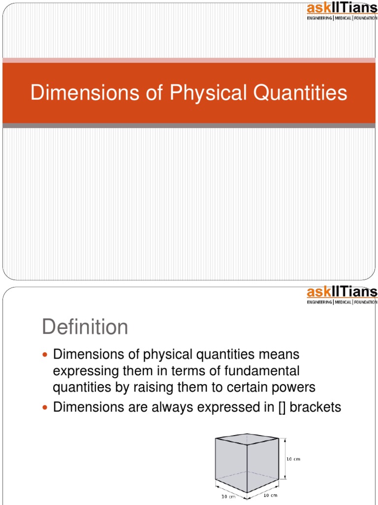 Dimensions of Physical Quantities | PDF