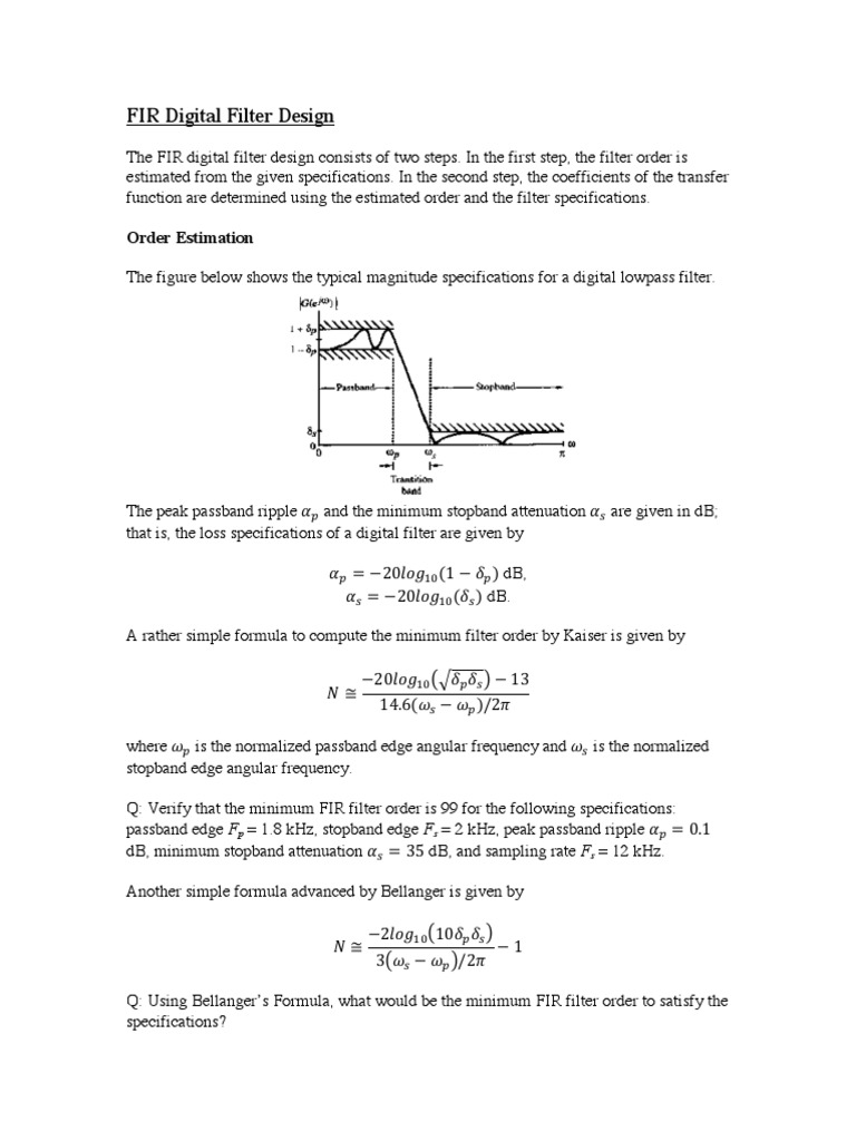 FIR Digital Filter Design | Download Free PDF | Computer Science ...