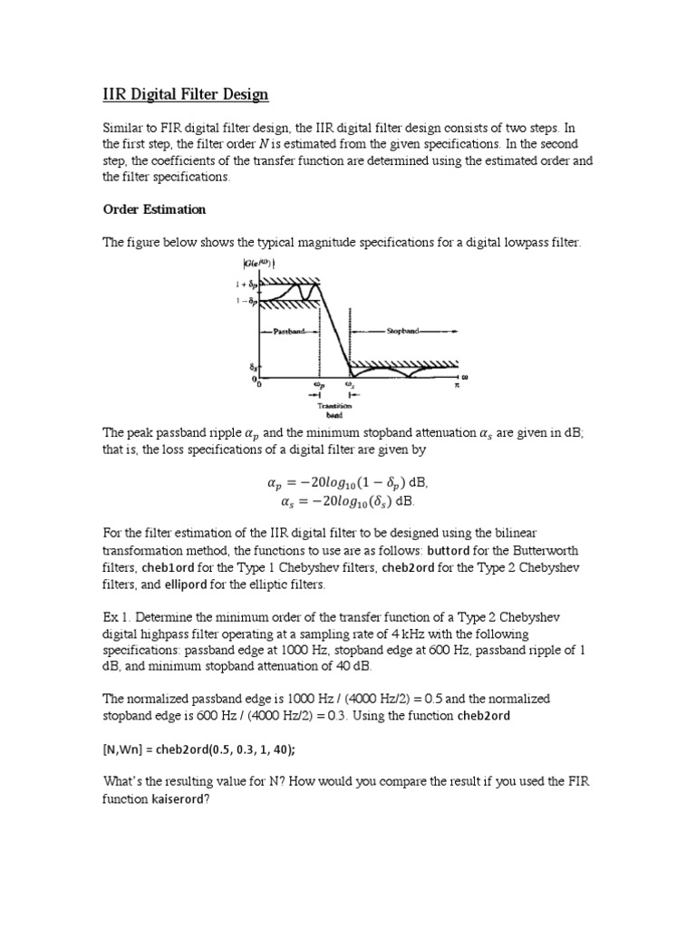 IIR Digital Filter Design Guide | PDF | Electronic Engineering ...