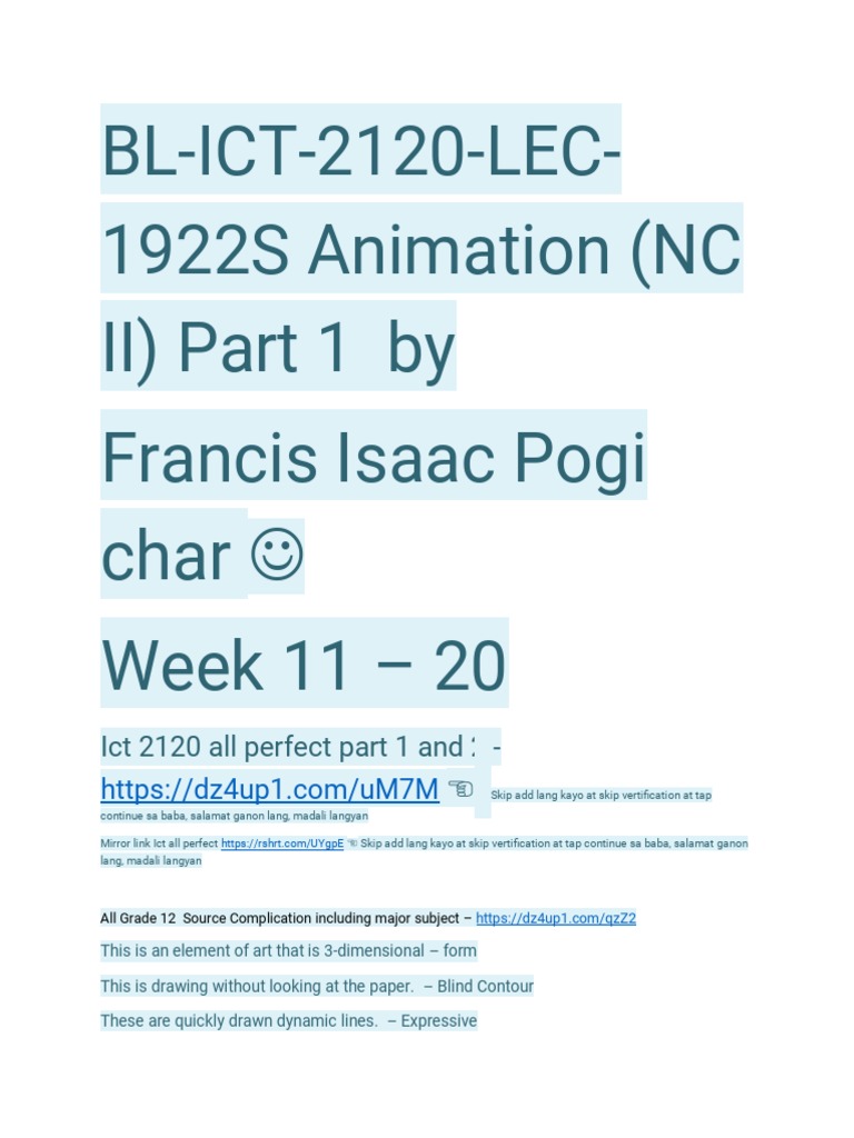 Ict 2120 Animation NC II Week 11 - 20 by Francis Isaac | PDF