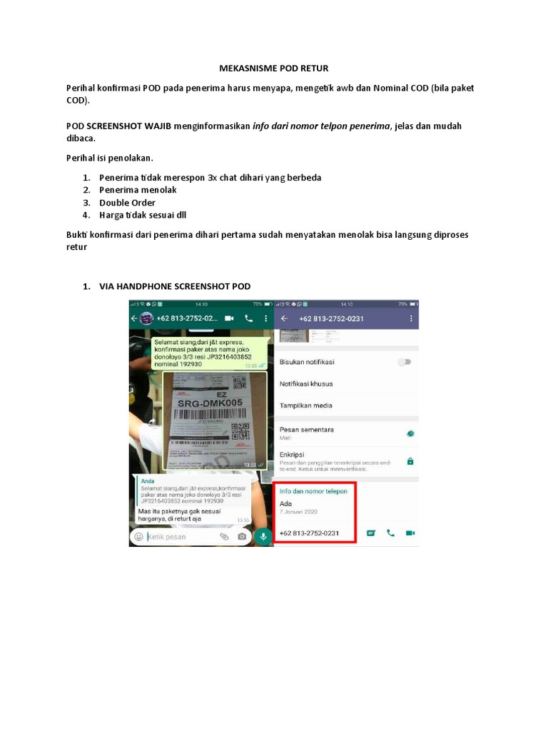 Contoh SS Dan Foto, Pod Retur | PDF