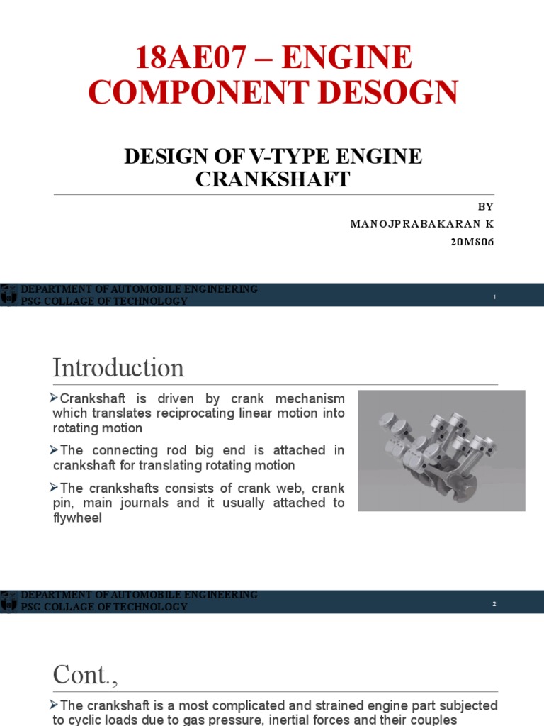 V Engine Crankshaft Design Pdf Mechanics Applied And