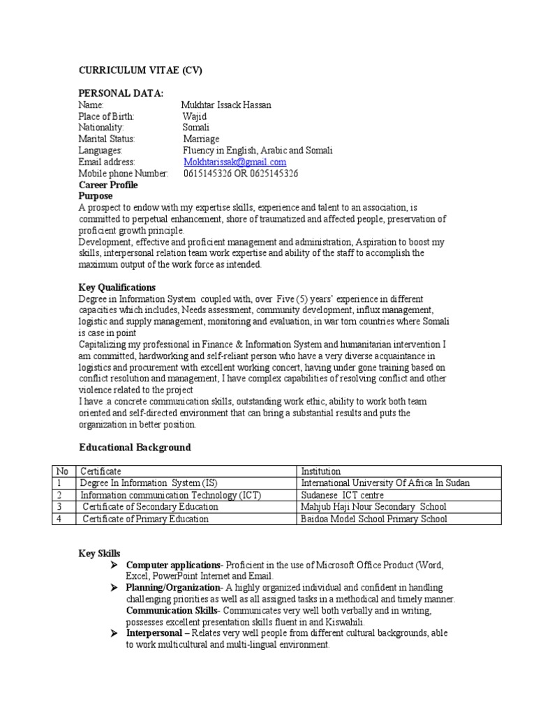 Mukhtar Issack CV UPDATED | PDF | Inventory | Accounting