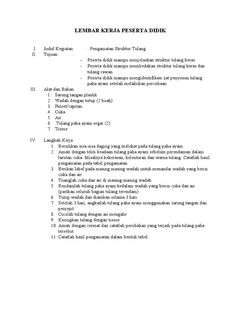 LKPD Tulang Ayam | PDF