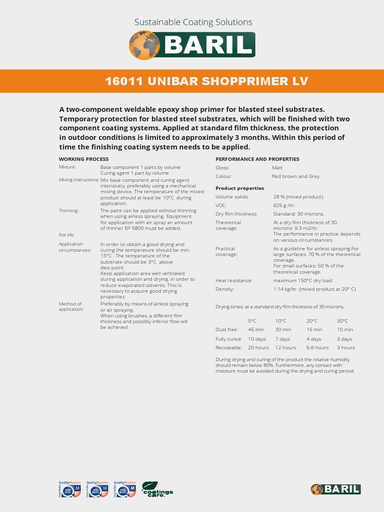 Unibar Shopprimer LV: Baril | PDF | Paint | Industrial Processes