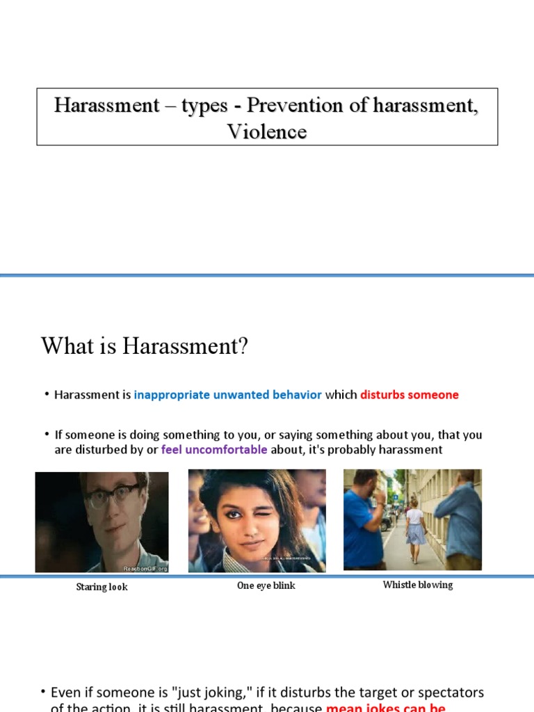 Harassment - Types - Prevention of Harassment, Violence | PDF | Sexual ...