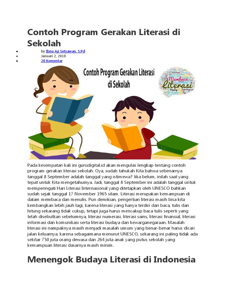 Contoh Program Gerakan Literasi Di Sekolah | PDF | Karier & Perkembangan