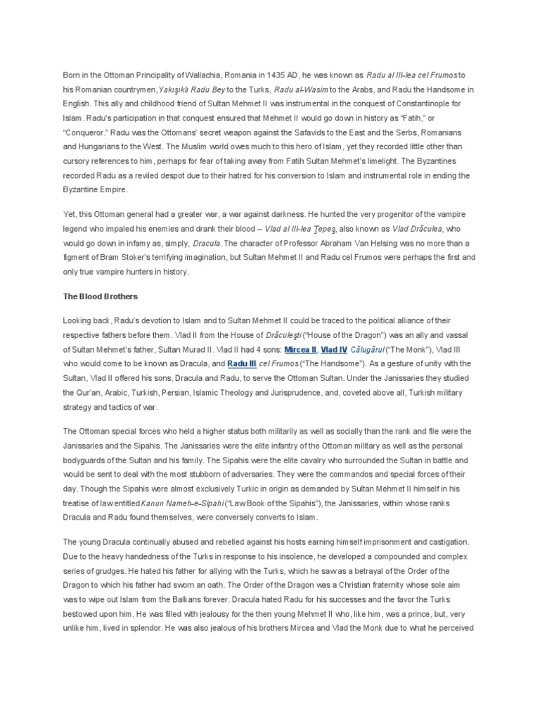 The Blood Brothers: Mircea II Vlad IV Călugărul Radu III | PDF | Vlad ...