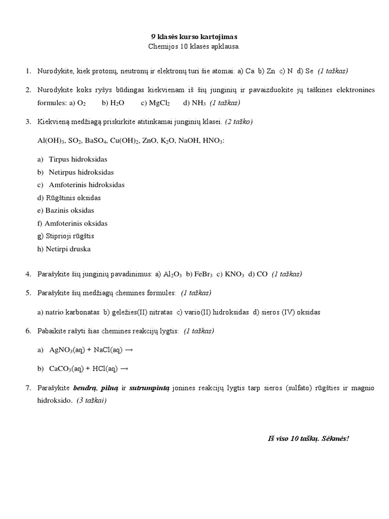 9 Klases - Kurso - Kartojimas - Apklausa - 10 - KL - Nuotolinis | PDF