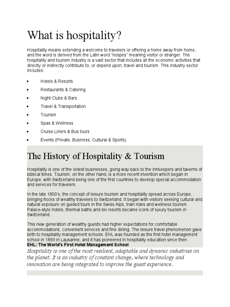 What is hospitality industry | PDF | Tourism | Travel Agency