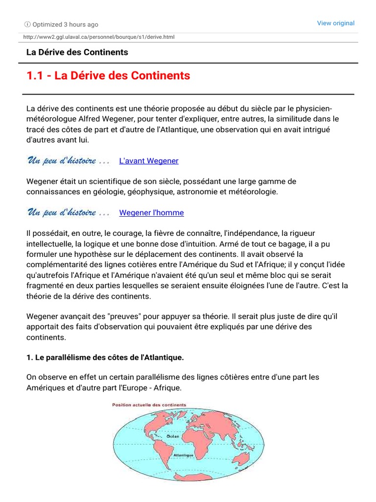 La Théorie de la Dérive des Continents | PDF | Tectonique des plaques ...