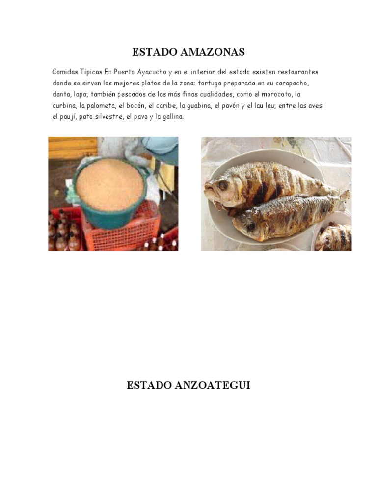 Comidas Típicas del Estado Amazonas | PDF | Cocina, comidas y vino ...