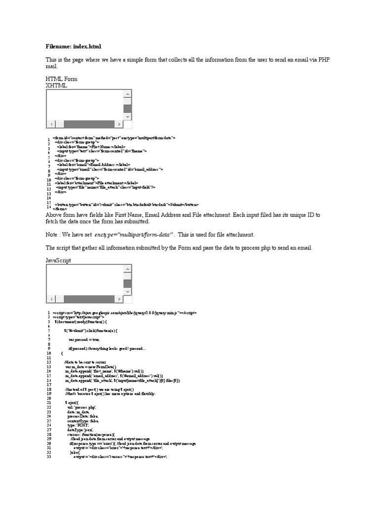 Simple Ajax Form With Email Attachment Using Php1 Pdf Ajax 9893