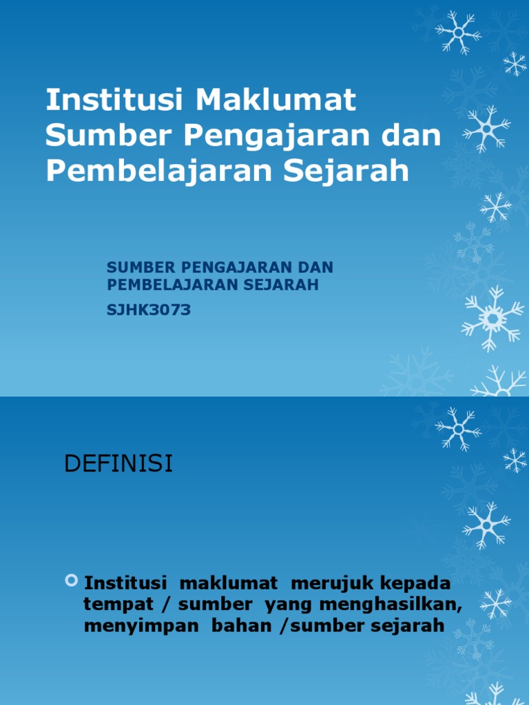 Institusi Maklumat Sumber PDP Sejarah | PDF
