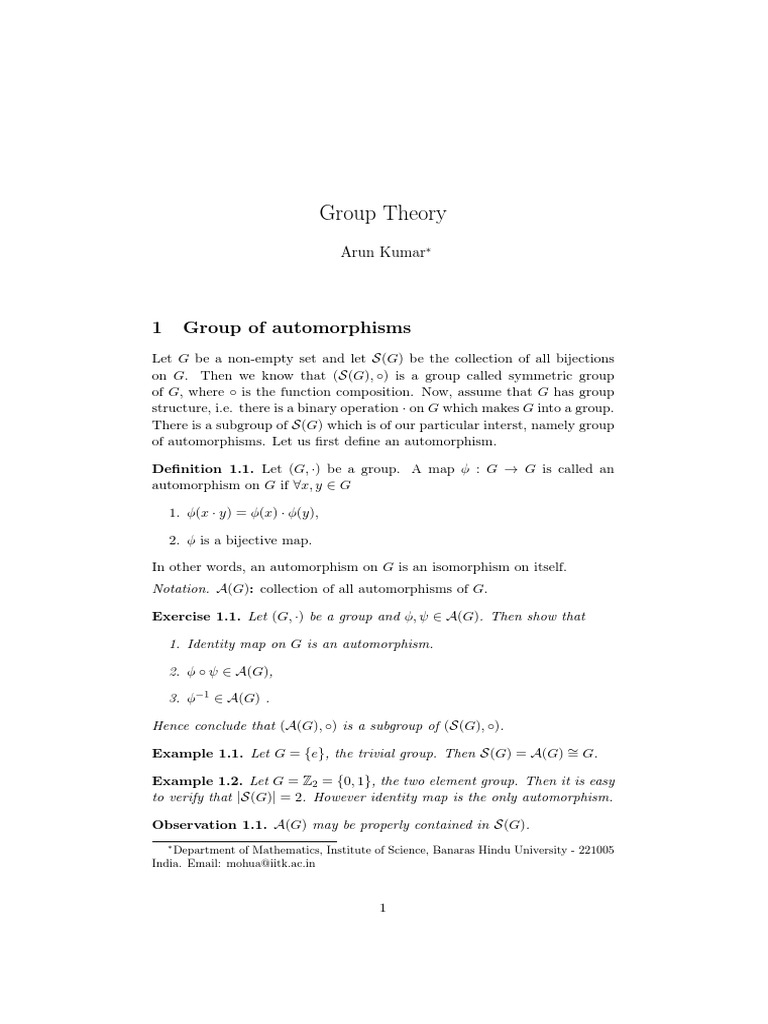 Group of Automorphisms | PDF | Group (Mathematics) | Mathematical Analysis