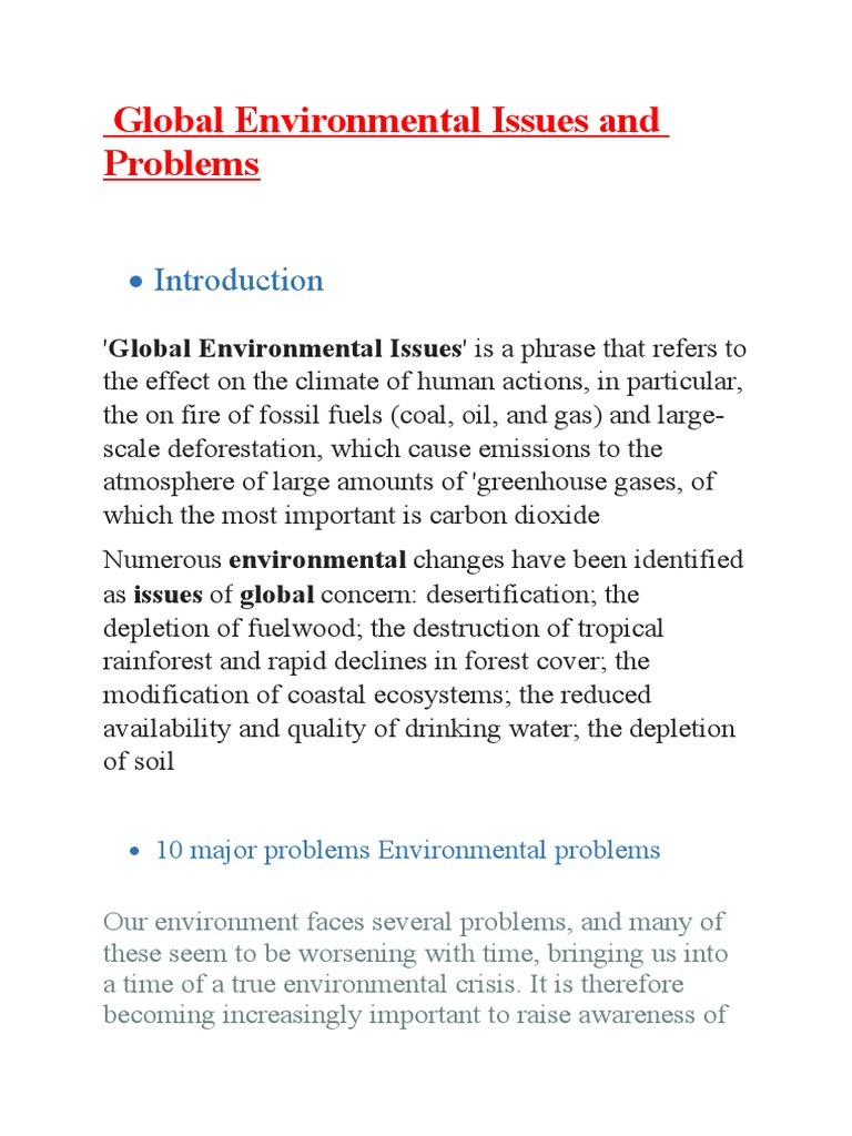 Global Environmental Challenges | PDF | Climate Change | Habitat ...