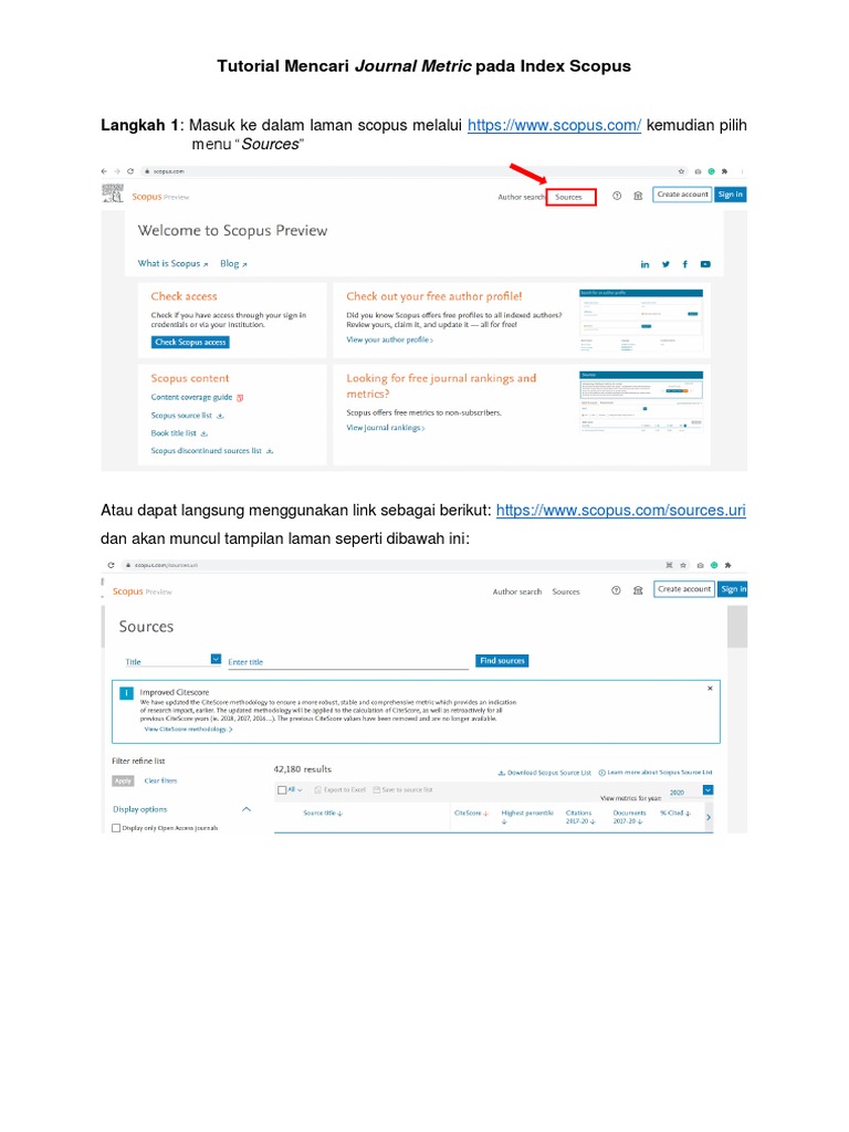 Tutorial Mencari Journal Metric Pada Index Scopus | PDF | Karier & Perkembangan | Seni