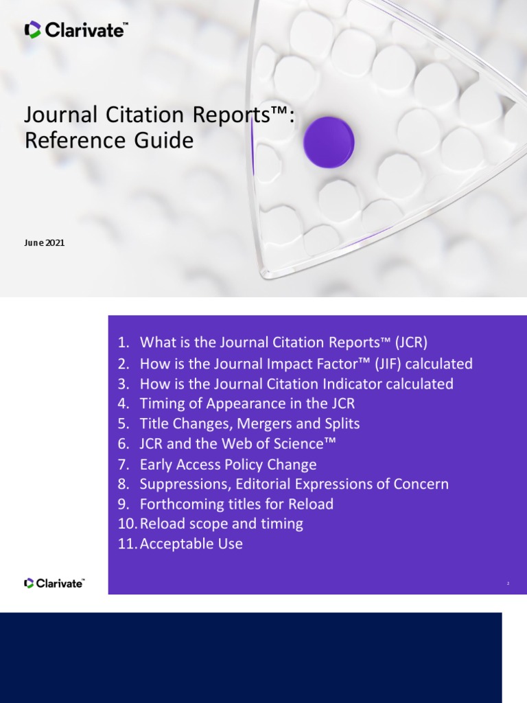 JCR 2021 Reference Guide | PDF | Citation | Academic Journal