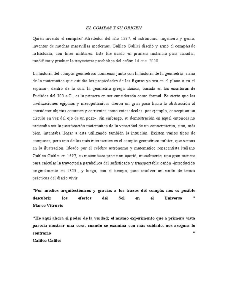 Historia y origen del compás geométrico | PDF | Geometría | Matemáticas