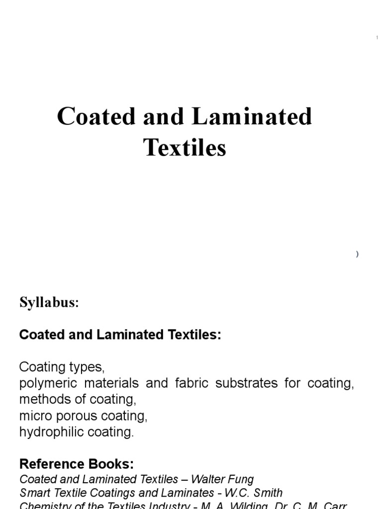 Coated and Laminated Textiles Overview | PDF | Adhesive | Lamination