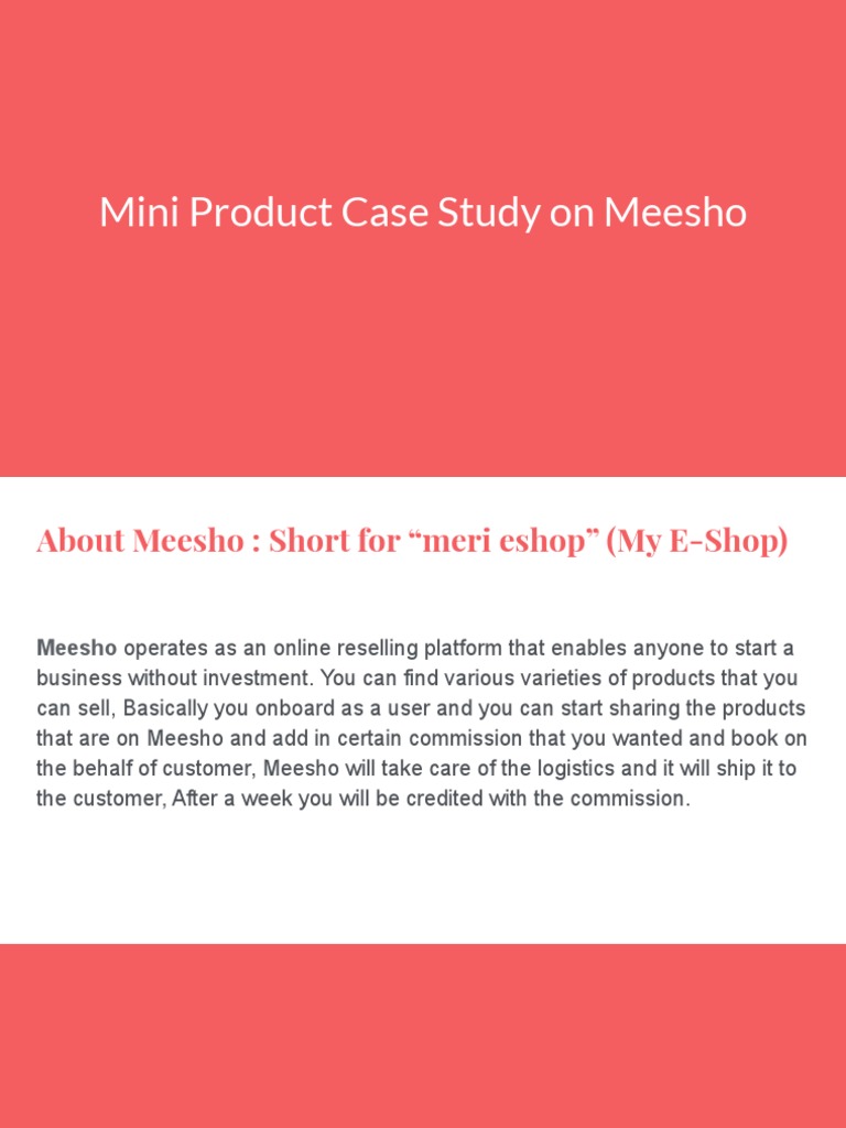 Meesho Case Study | Download Free PDF | Communication | World Wide Web