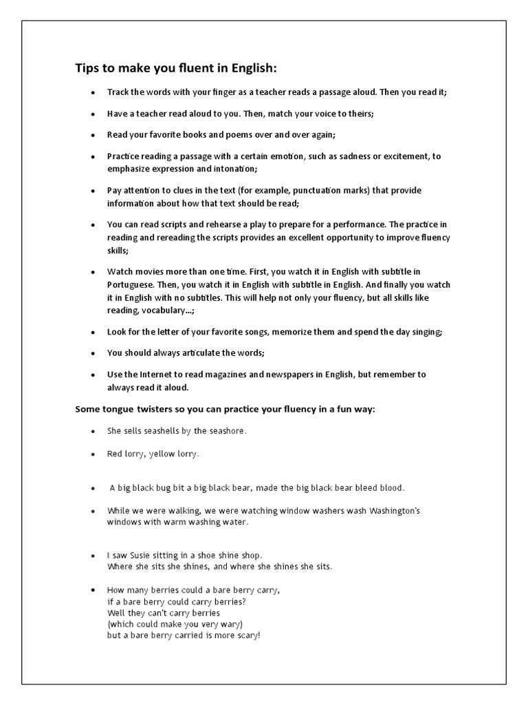 Tips To Make You Fluent in English | PDF